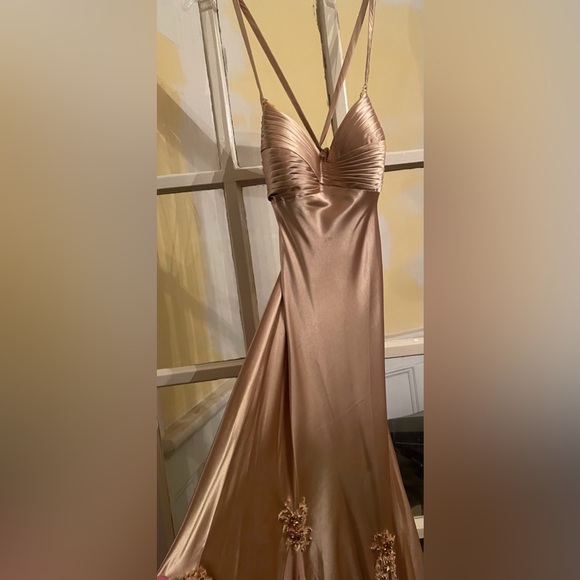 Dresses | Beautiful Gold Dress Cross Cross Back | Poshmark